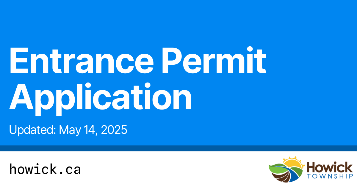 Entrance Permit Application | Township of Howick