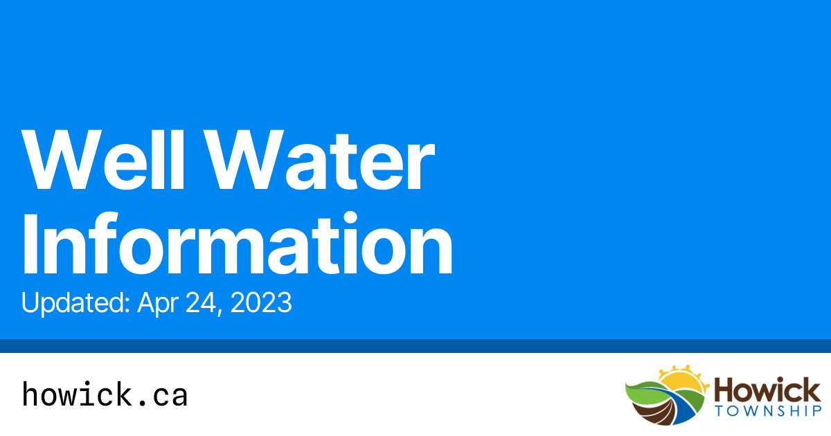 Well Water Information | Township of Howick